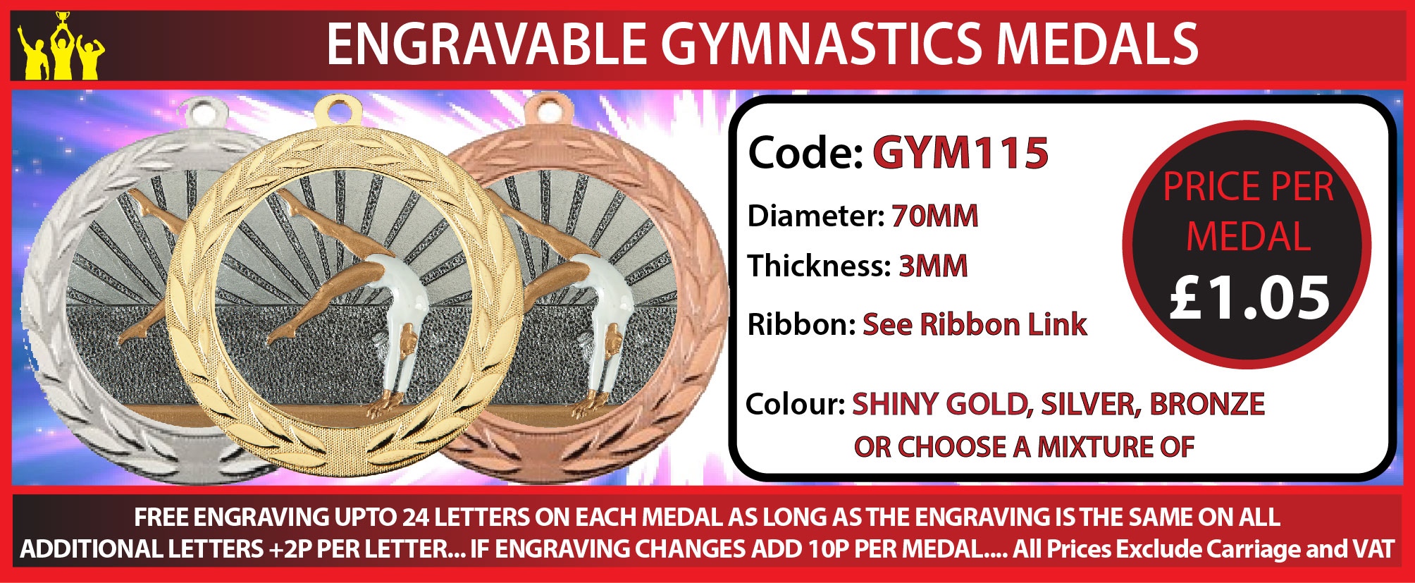 Team Strides - Engravable Gymnastic Medals